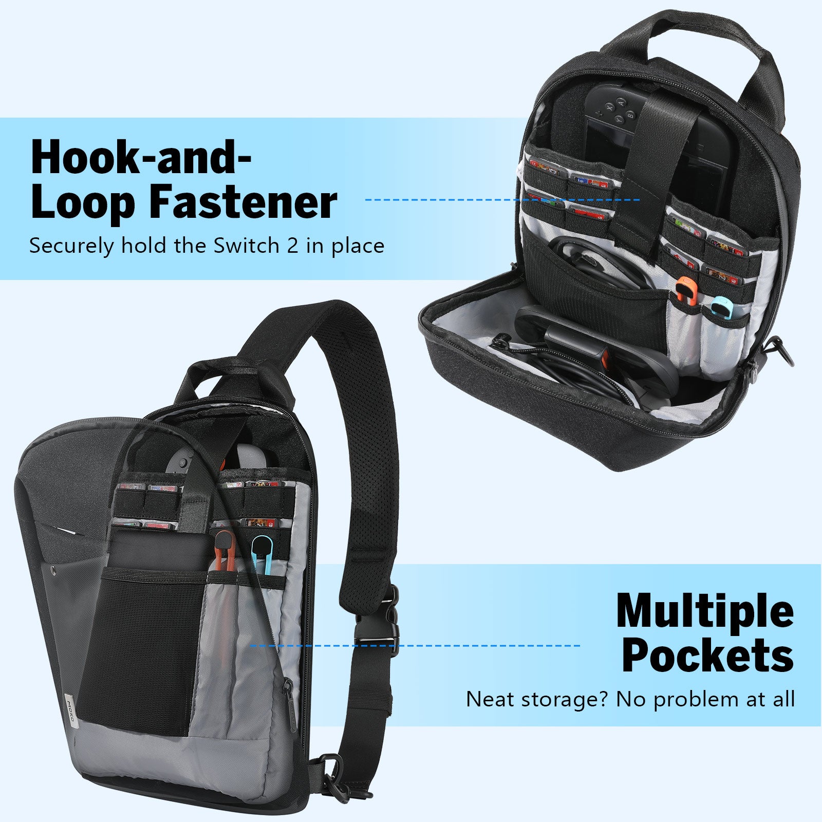 MoKo Sling Crossbody Bag for Switch 2/OLED/Steam Deck/Rog Ally X, Prot ...