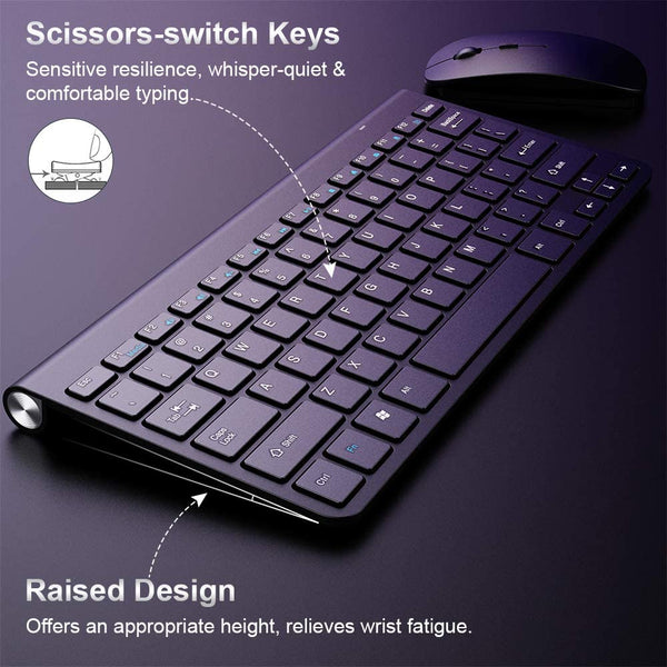 MoKo Wireless Keyboard and Mouse Combo, 2.4G Ultra-Thin Mini Keyboard ...