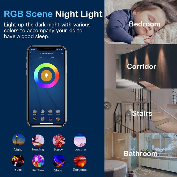 MoKo Smart Switch, 2 Pack WiFi Light Switch with Built-in RGB Dimmer N ...