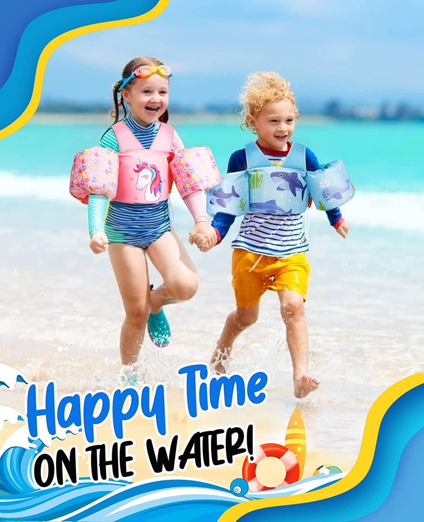 MoKo Swim Vest Arm Bands for Kids, Swimming Arm Floaties with Whistle ...
